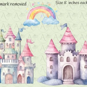 Princess Birthday Clipart Magical Watercolor ,rainbow Princess Castle ...