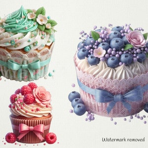 Sweet Treats Clipart Set - 23 PNG Cupcakes Desserts Bakery -birthday ...