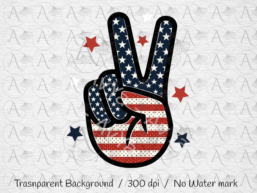 4th of July PNG Victory Sign Hand Independence Day USA - Etsy
