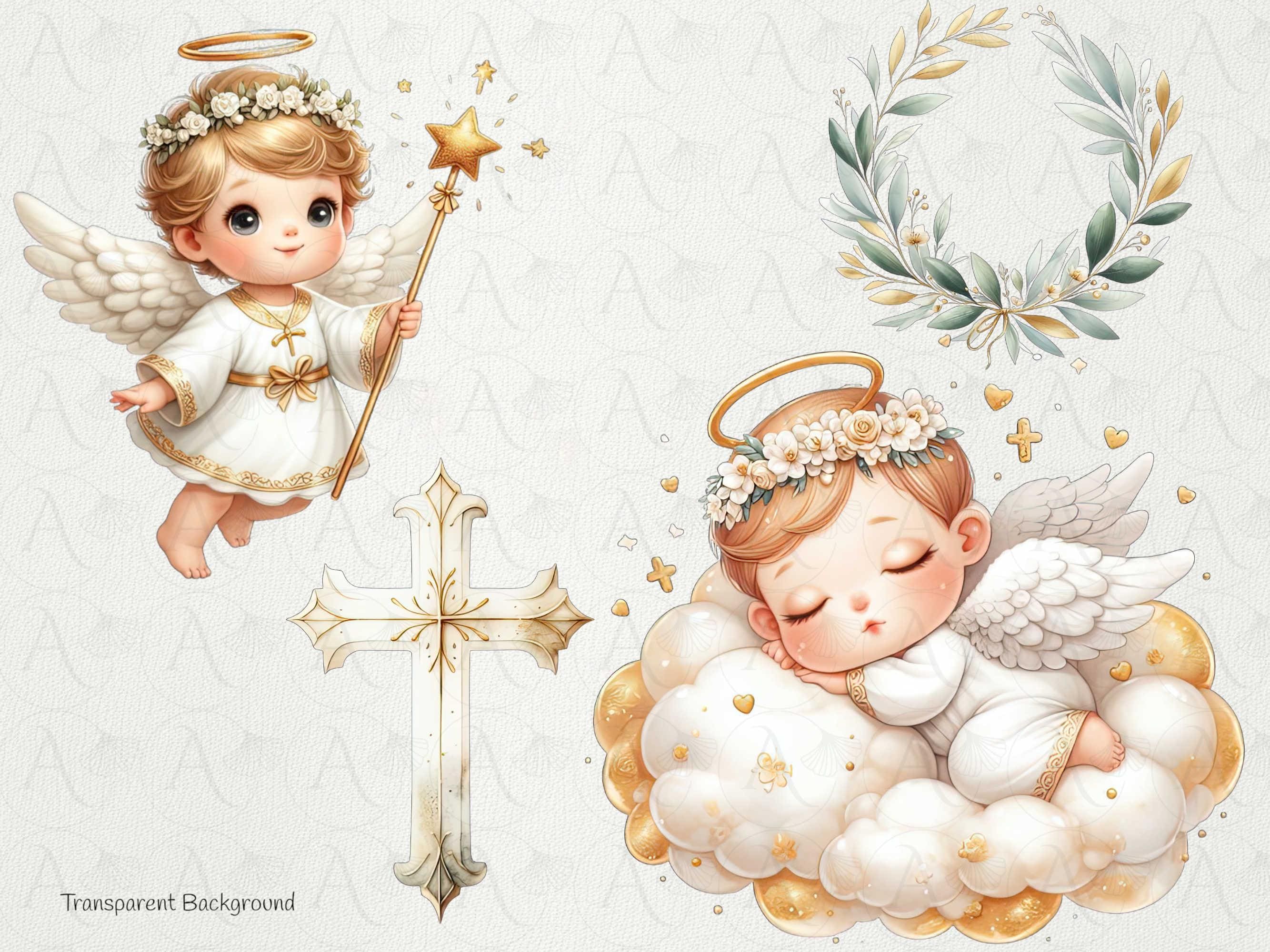 Angel Clipart Bundle: Baptism & First Communion PNG Graphics (digital ...
