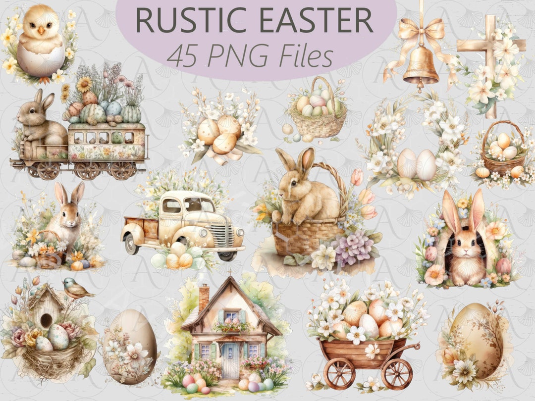 Watercolor Easter Clipart Bundle, Easter Bunny, Easter Egg, Easter ...