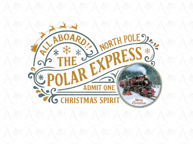 Polar Express Clipart : Christmas Blue Train, XMAS Sublimation PNG ...