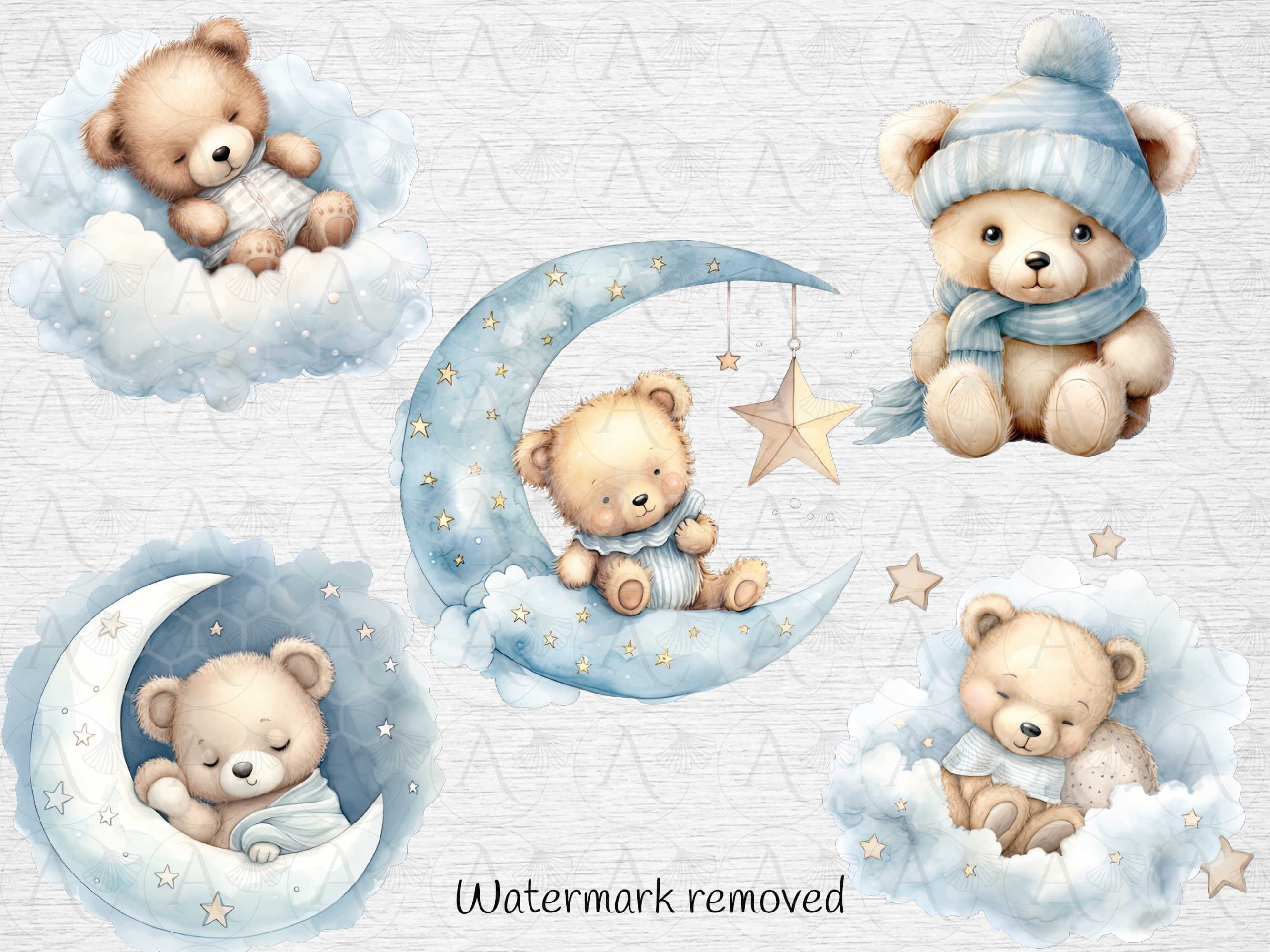 Blue Teddy Bear Clipart: Baby Shower, Nursery PNG (digital Download) - Etsy