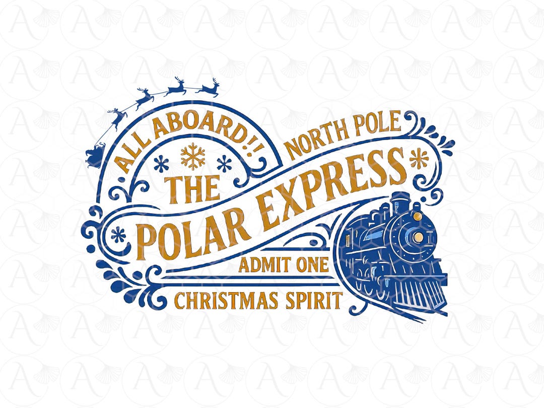 Polar Express Clipart : Christmas Blue Train, XMAS Sublimation PNG ...