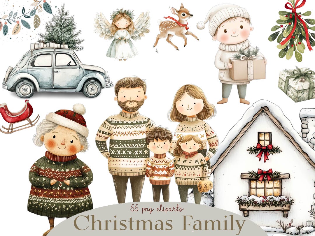 Christmas Family, Holiday Clipart - Festive Santa, Family Fun, Holiday ...