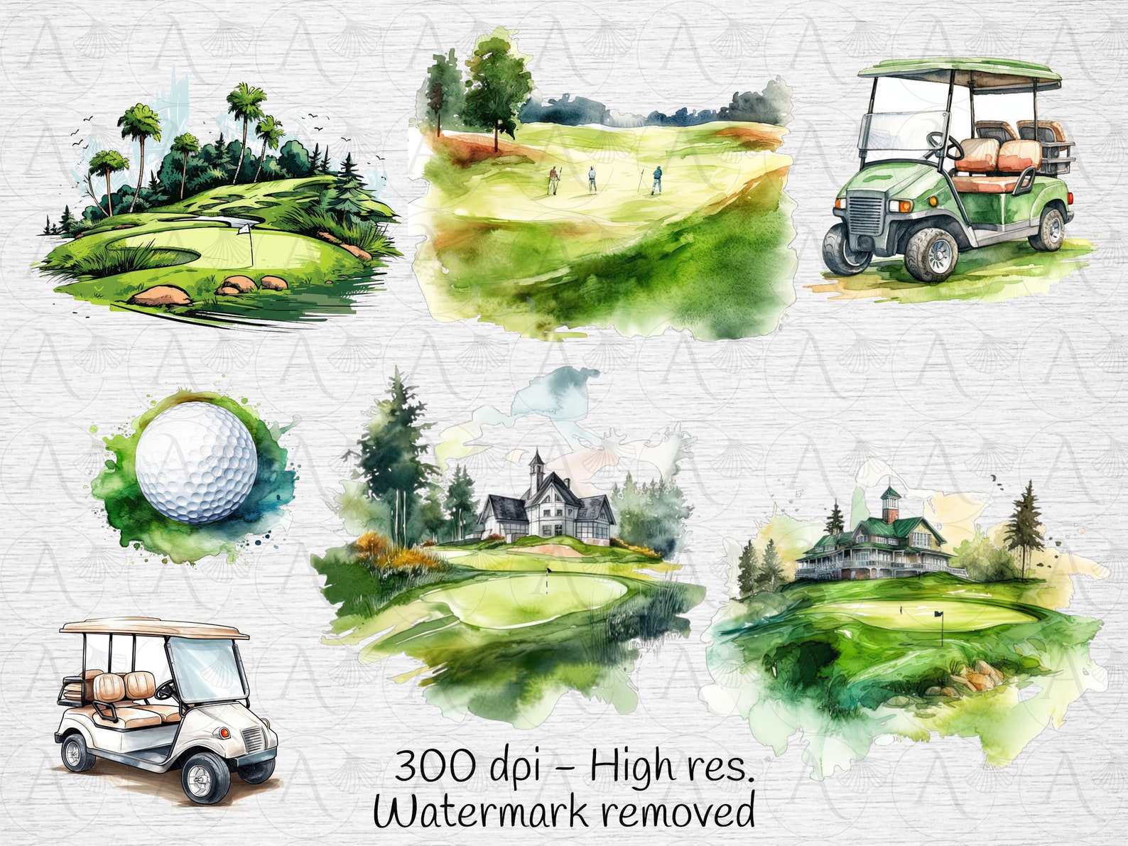 Watercolor Golf Clipart 20 PNG Images Golf Sublimation - Etsy