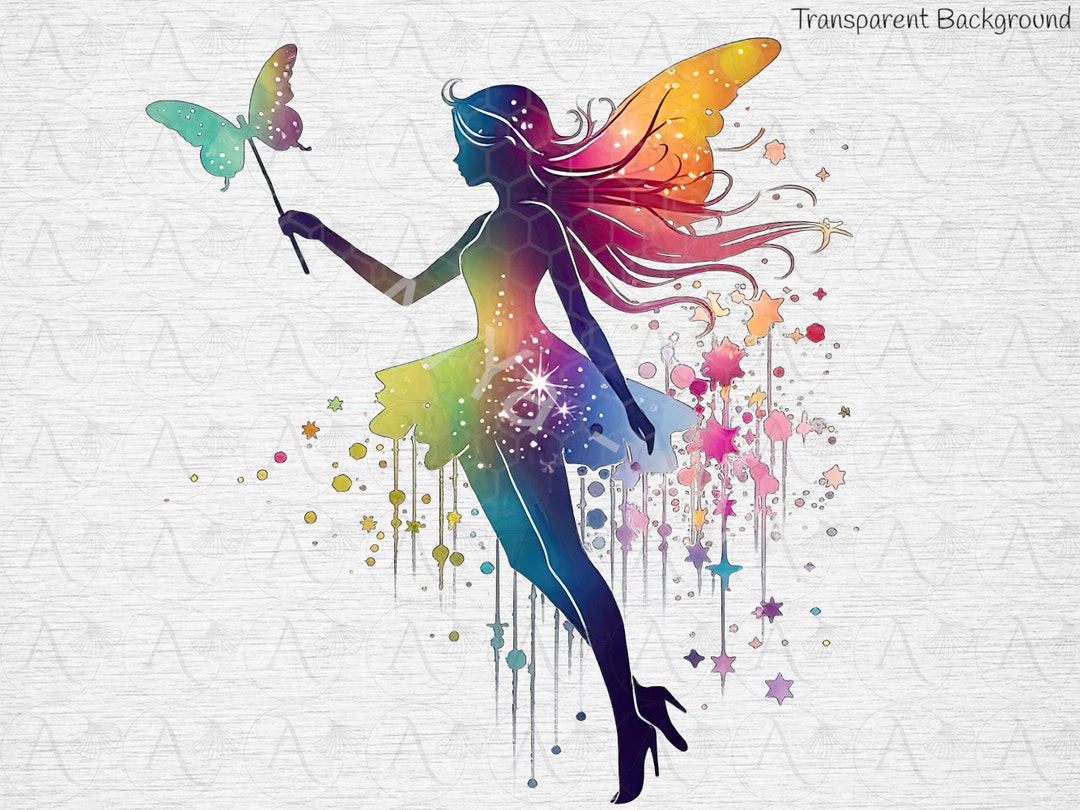 Rainbow Fairy Clipart Butterfly , Stars,cute Fairy, Nursery Clipart Set ...