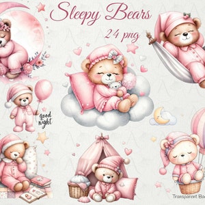 Pink Sleepy Teddy Bear Clipart, Pink Teddy Bear Clipart, Teddy Bear ...