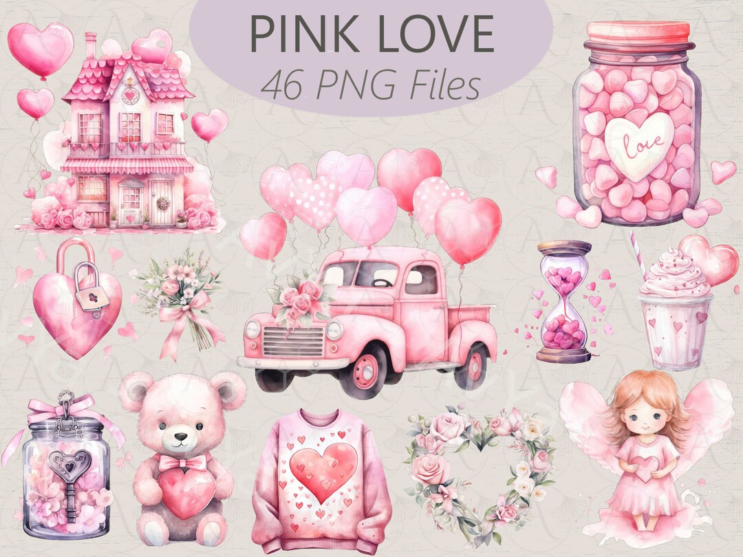 Pink Valentines Day Clipart, Valentines PNG, Pink Teddy Clipart, Blush ...