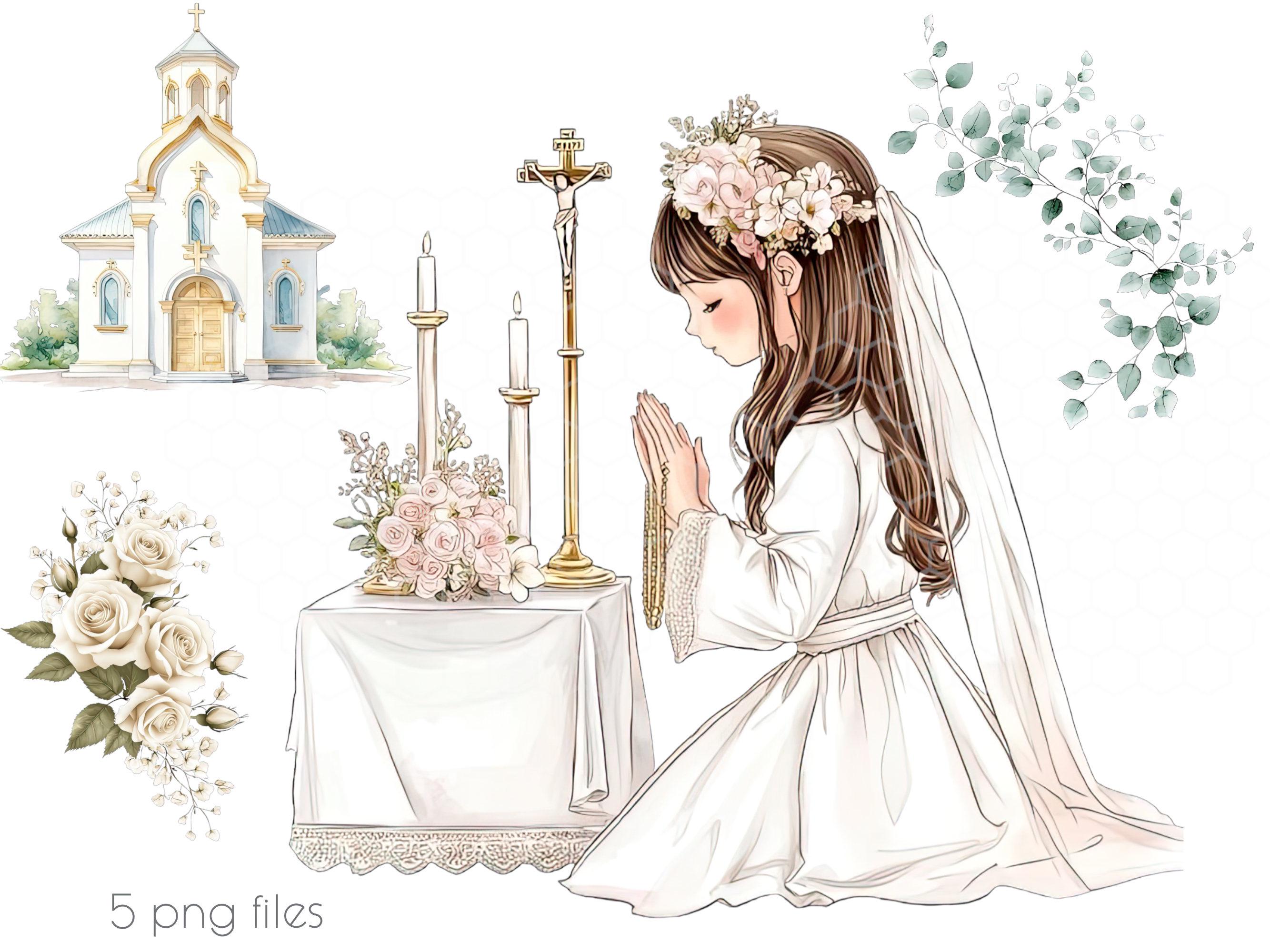 First Communion Girl PNG Clipart: Christian Baptism Design (digital ...