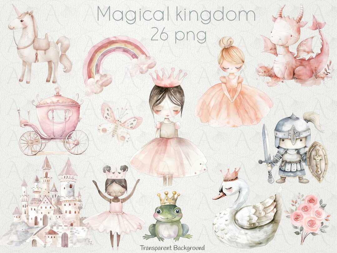 Princess Clipart, Magical Kingdom, Cute Pink Royal Princess Castle ...