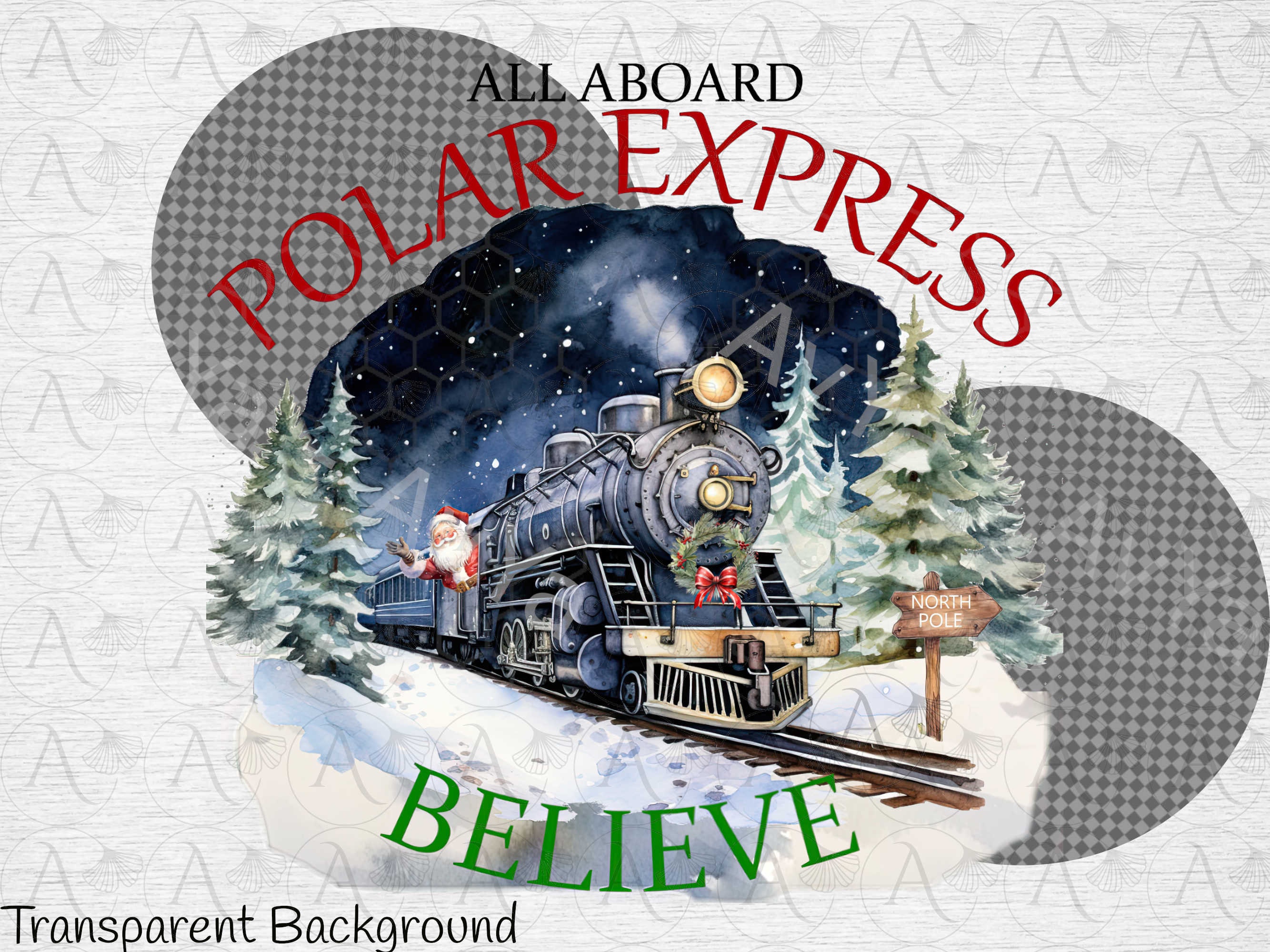 Polar Express Train PNG - Santa Christmas TRAIN, North Pole Express ...