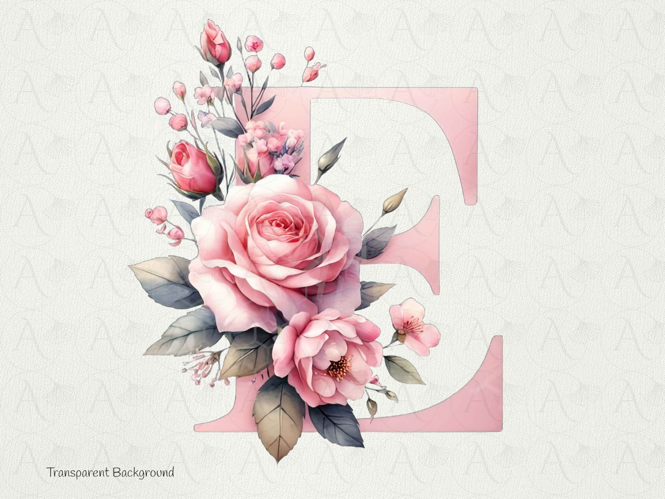 Pink Floral Alphabet Clipart: Watercolor Letters & Numbers (download ...