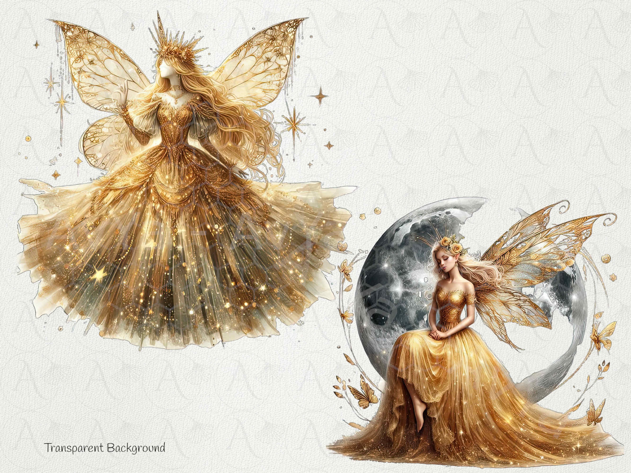Golden Fairy Clipart Bundle: Enchanted PNG Images (16 Files) - Etsy