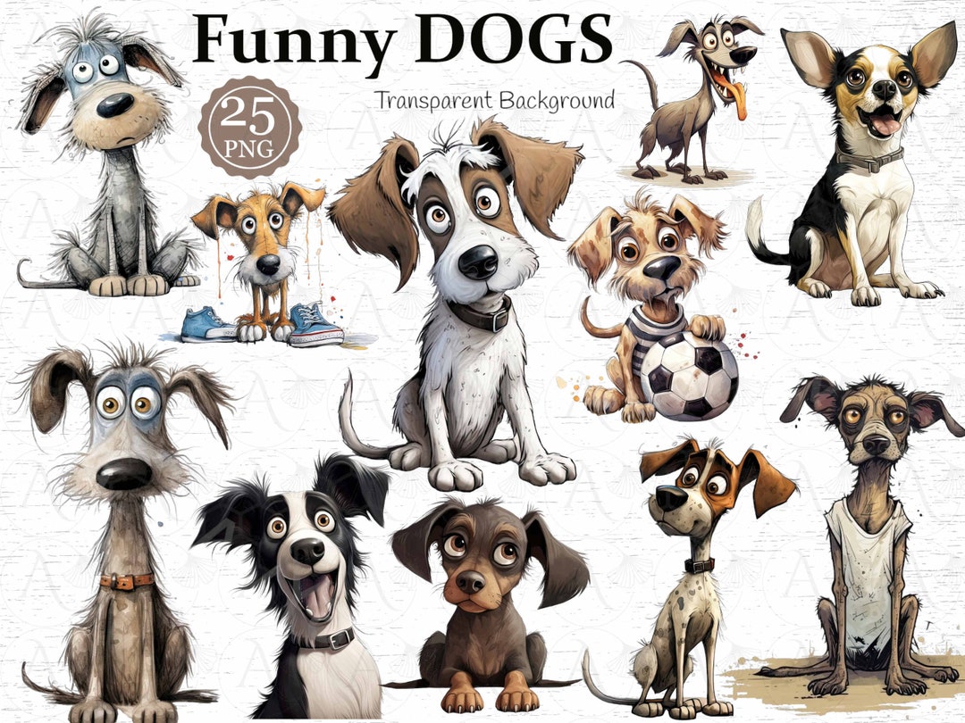 Adorable Funny Dogs Bundle -25 PNG Files, Cute Puppy Clipart , Dog ...