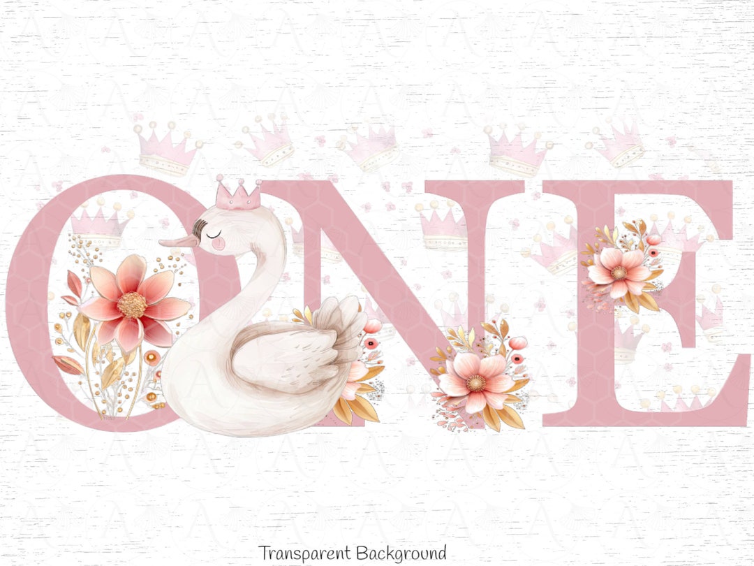 1st Birthday Swan Pink One PNG, , Girls First Birthday Swans ...