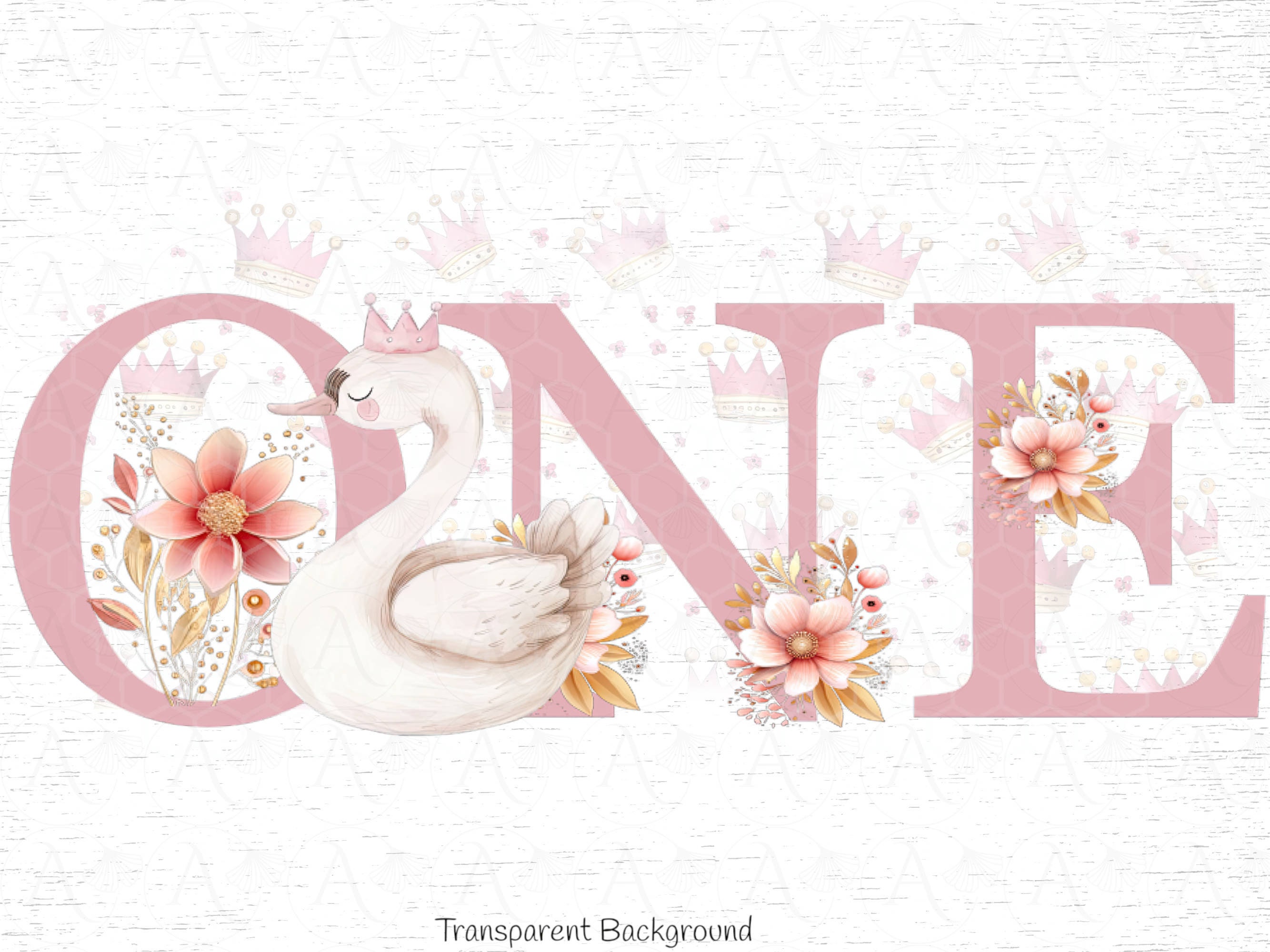1st Birthday Swan Pink One PNG, , Girls First Birthday Swans ...