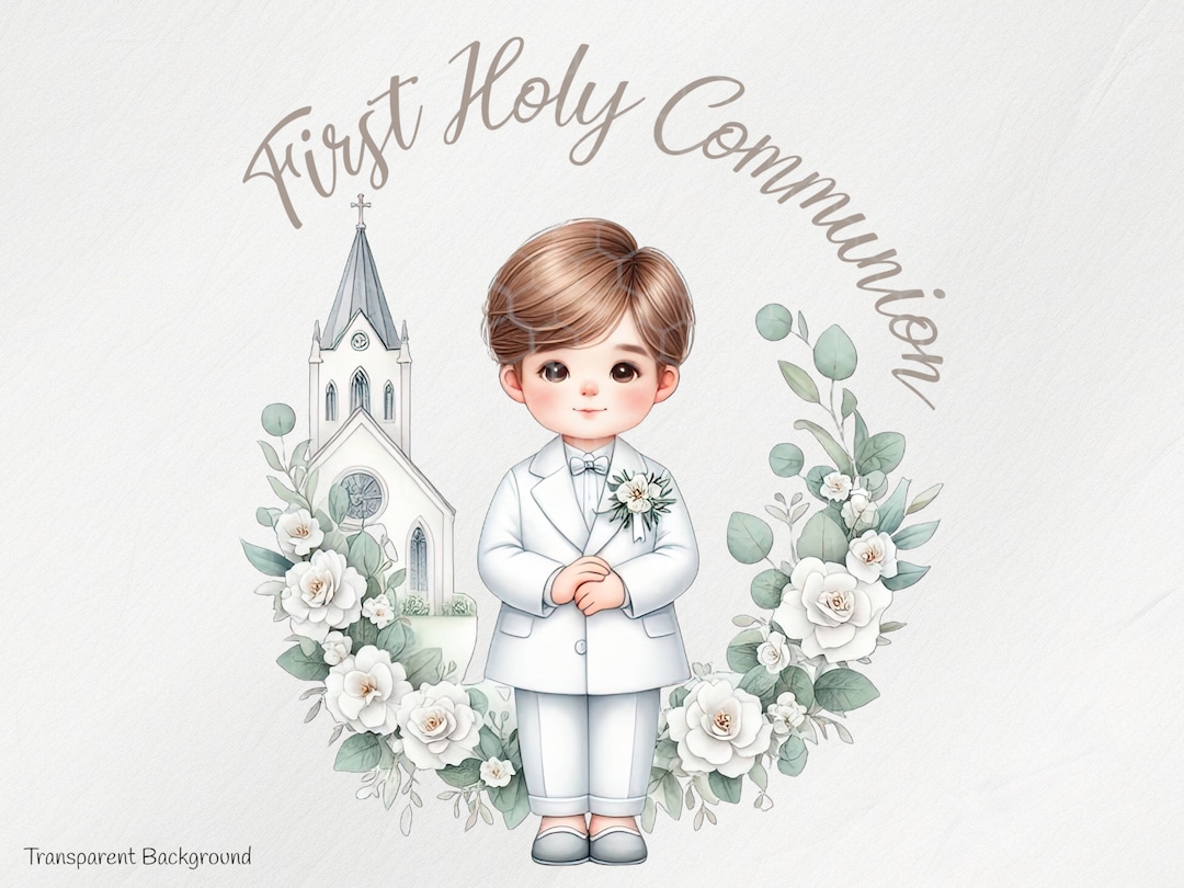 First Holy Communion Wreath PNG, Boy 1st Communion Sublimation Design ...