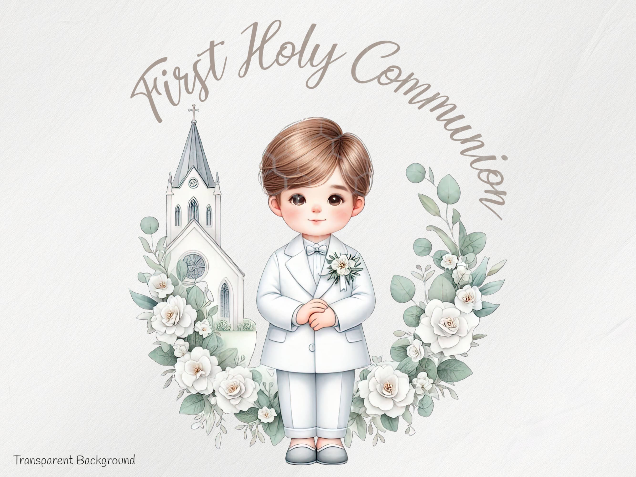 First Holy Communion Wreath PNG, Boy 1st Communion Sublimation Design ...