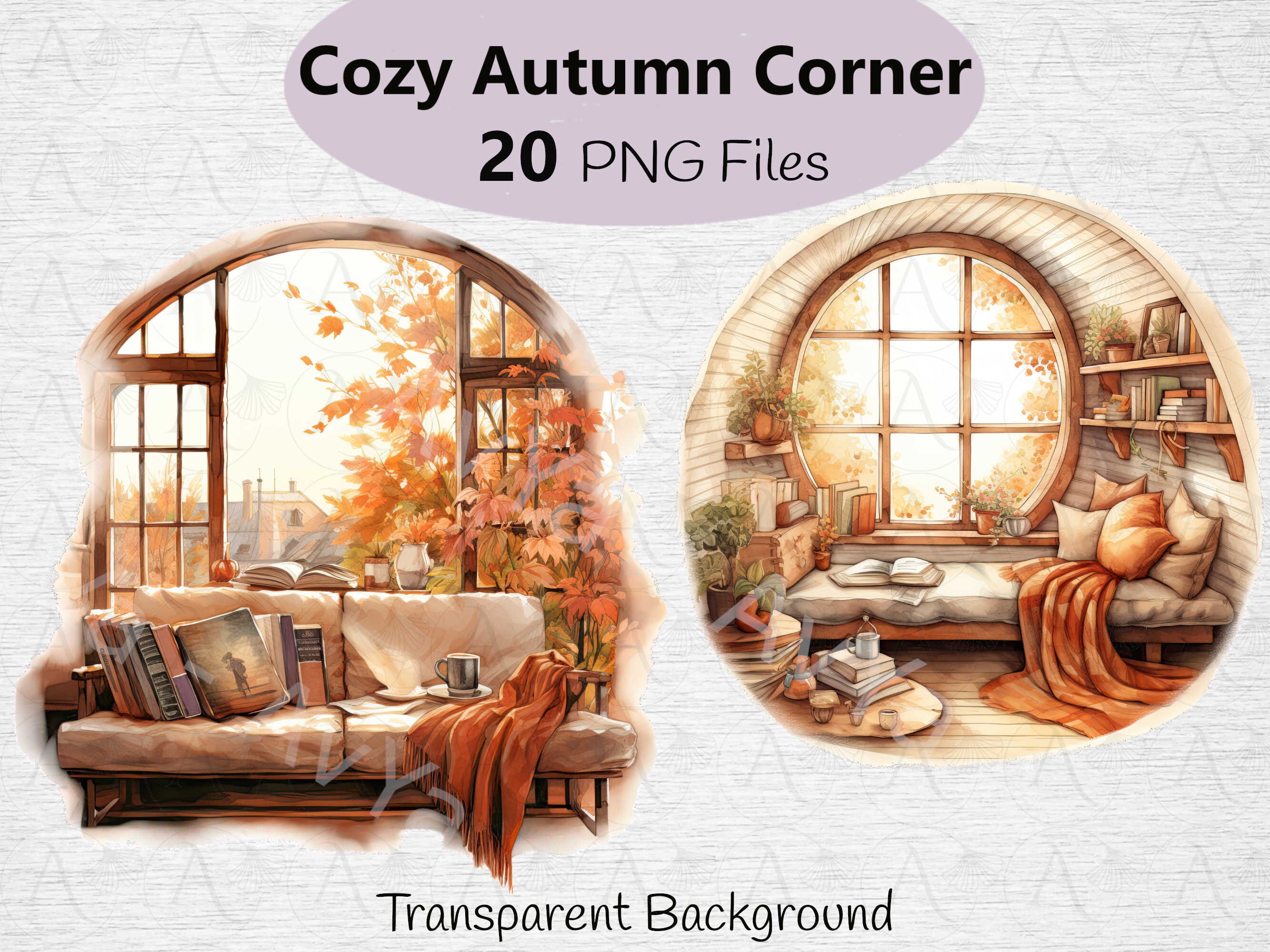 Book Clipart Cozy Reading Corner Bookshelf Bookcase - Etsy