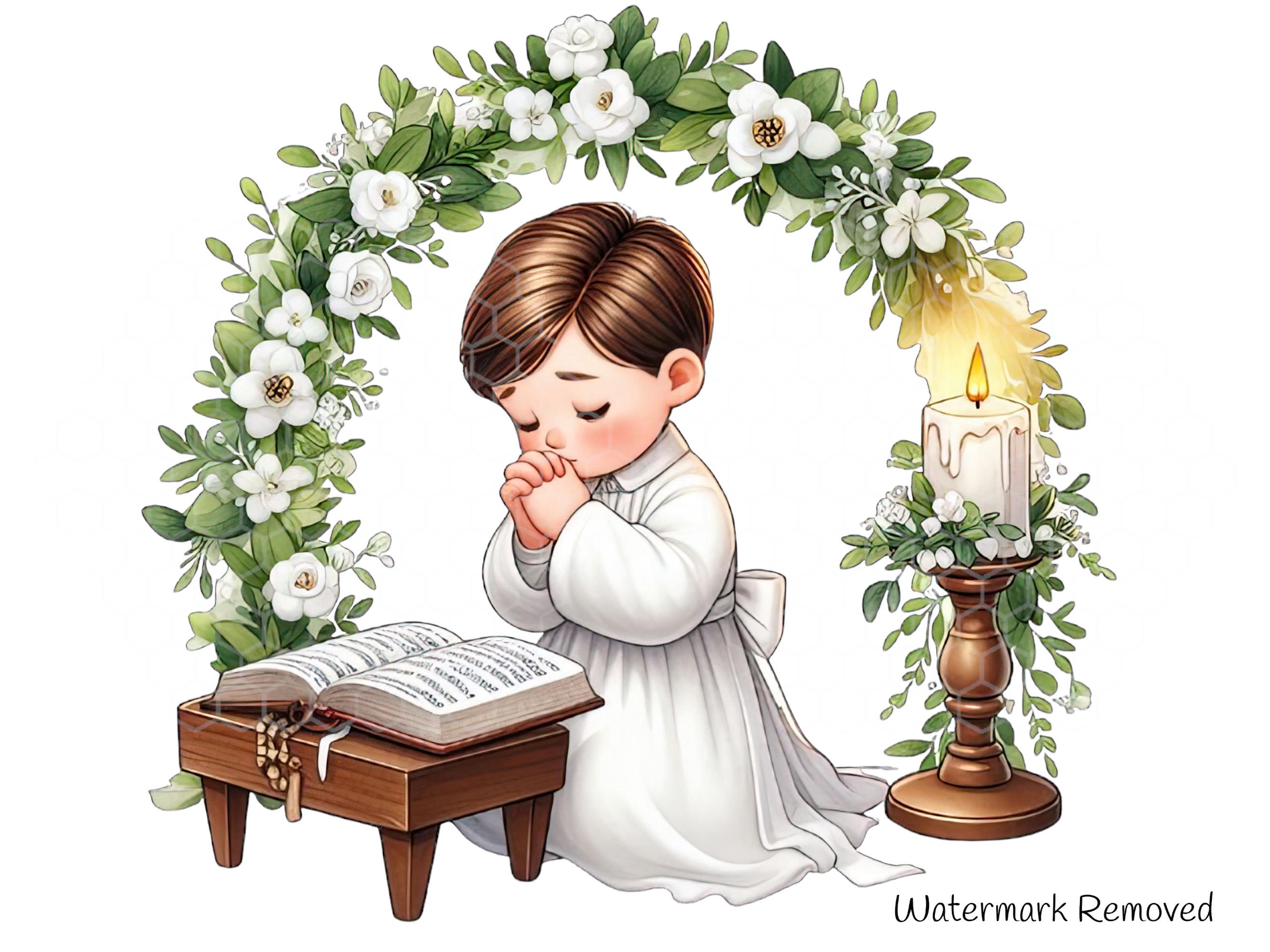 First Holy Communion Boy Clipart: Religious Card Making (instant ...