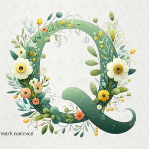 Floral Greenery Alphabet Clipart Set 26 PNG Perfect for Baby Milestones ...