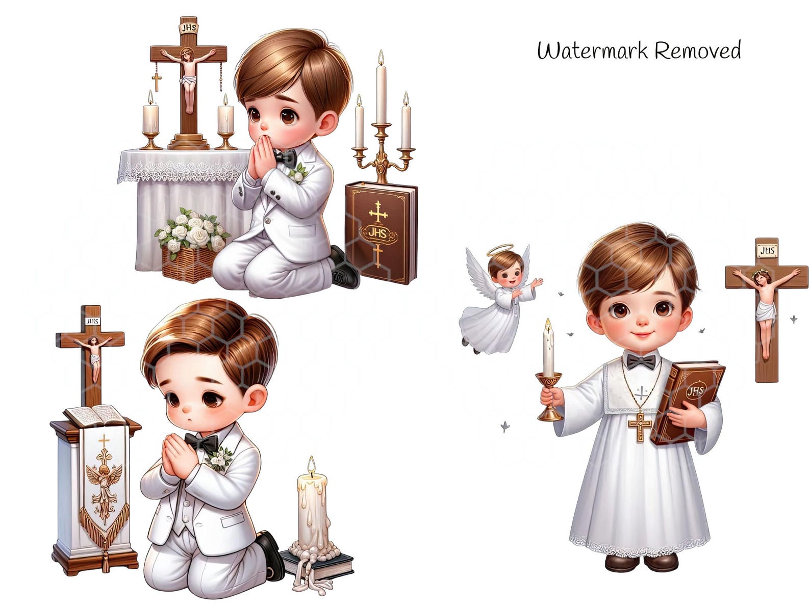 First Holy Communion Boy Clipart: Religious Card Making (instant ...
