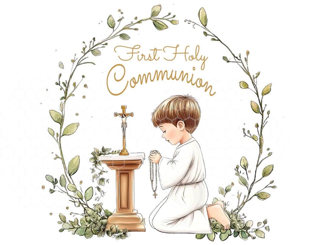Boy First Holy Communion Wreath PNG: Christian Baptism Clipart (digital ...