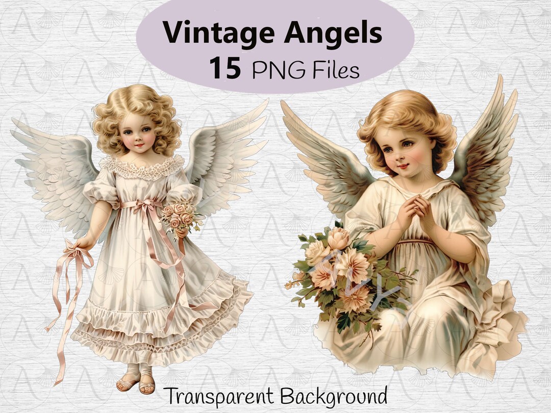 Vintage Praying Angels - 15 PNG -digital Crafts, Transparent, Cute ...