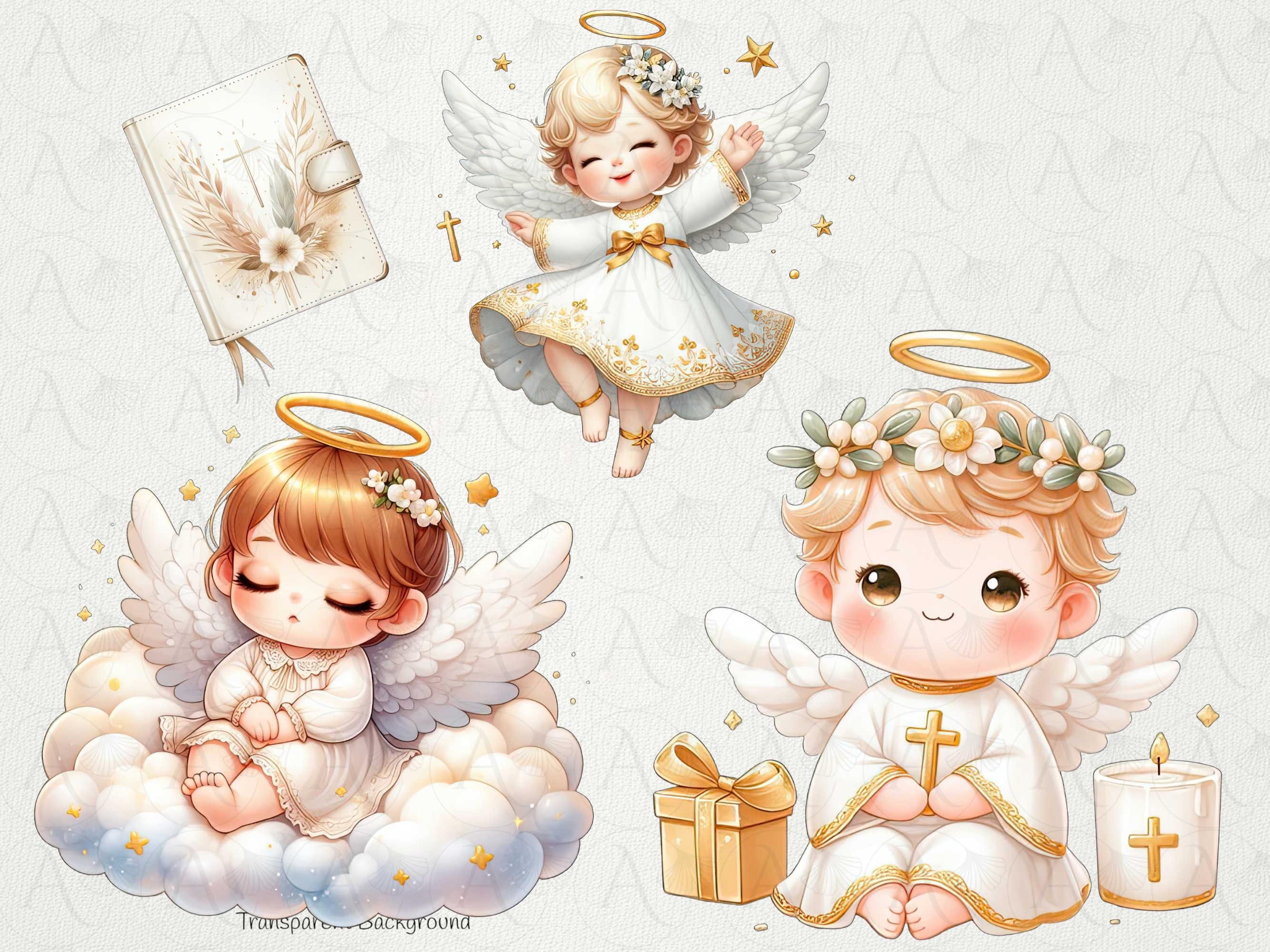 Angel Clipart Bundle: Baptism & First Communion PNG Graphics (digital ...