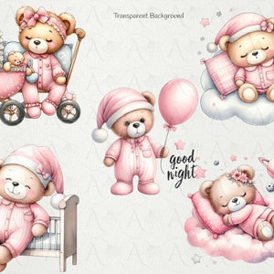 Pink Sleepy Teddy Bear Clipart, Pink Teddy Bear Clipart, Teddy Bear ...