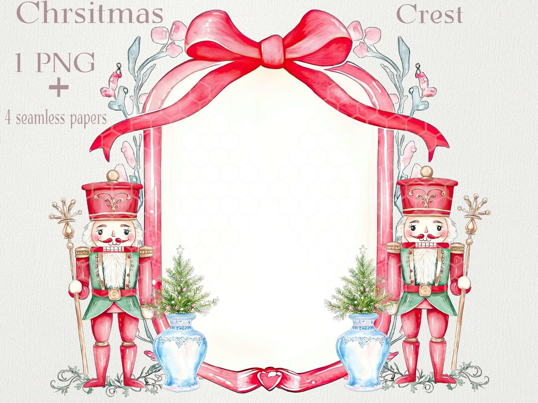 Christmas Crest Charming Nutcracker , Seamless Papers Watercolor, Crest ...