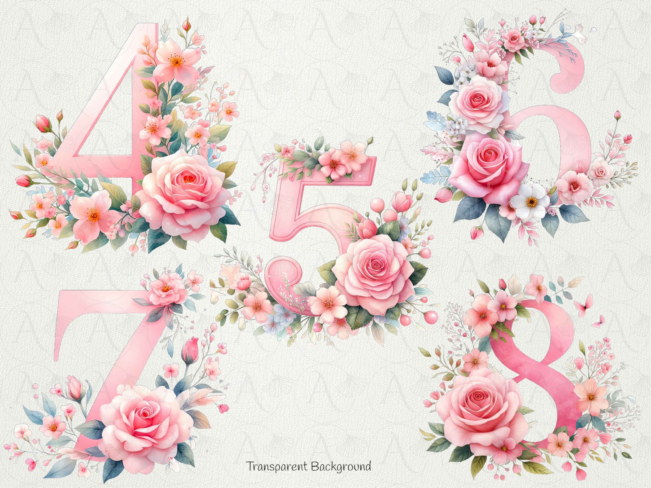Pink Floral Alphabet Clipart: Watercolor Letters & Numbers (download ...