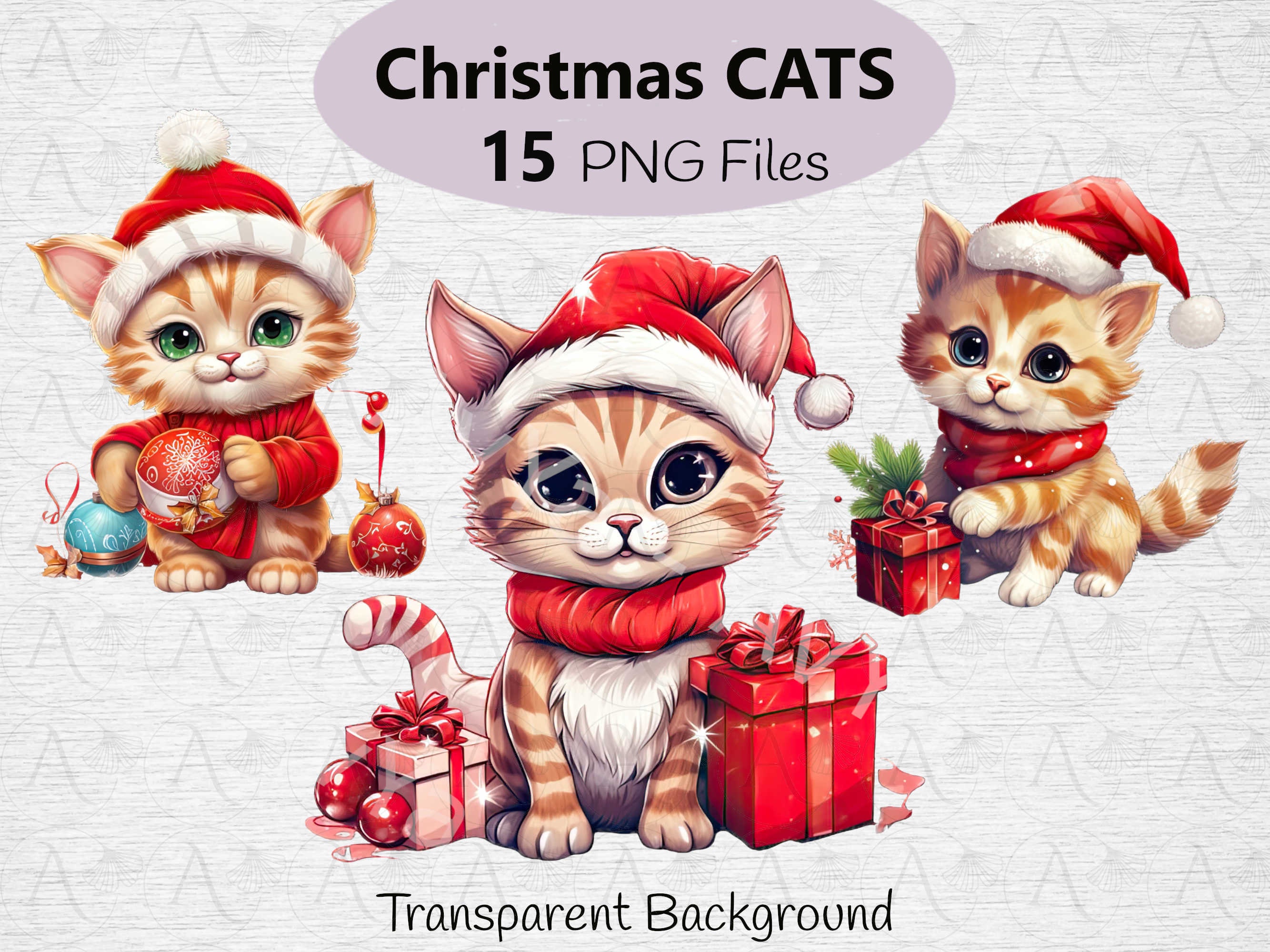 Cat Clipart Christmas Cats Clipart Christmas Cat PNG - Etsy
