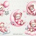 Pink Sleepy Teddy Bear Clipart, Pink Teddy Bear Clipart, Teddy Bear ...