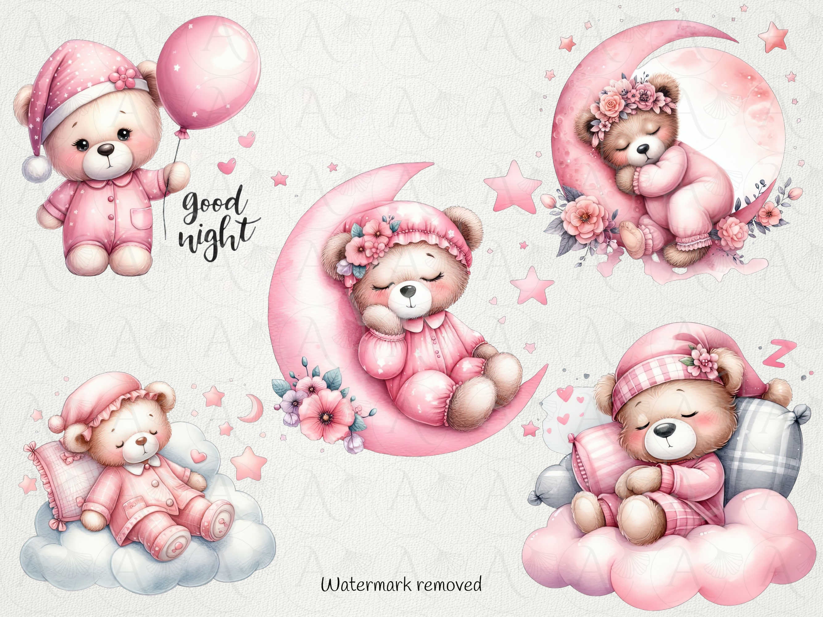 Pink Sleepy Teddy Bear Clipart, Pink Teddy Bear Clipart, Teddy Bear ...
