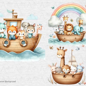 Noah's Ark Clipart Bundle, Cute Baby Animals Bible Story Clipart Bundle ...