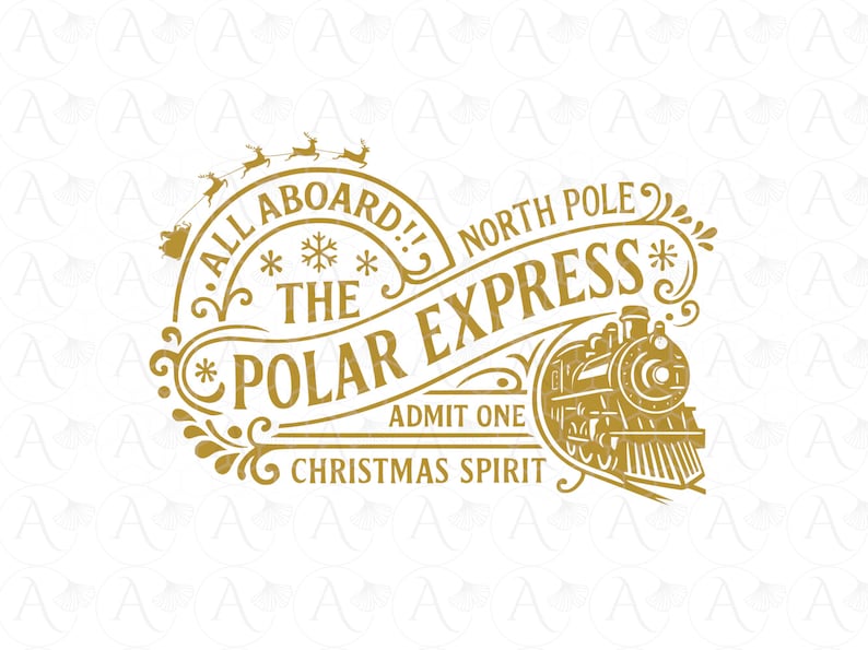 Polar Express Clipart : Christmas Golden Train, XMAS Sublimation PNG ...