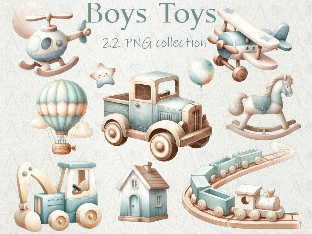 Wooden Baby Toys Clipart: Nursery Decor PNG Set (digital Download) - Etsy