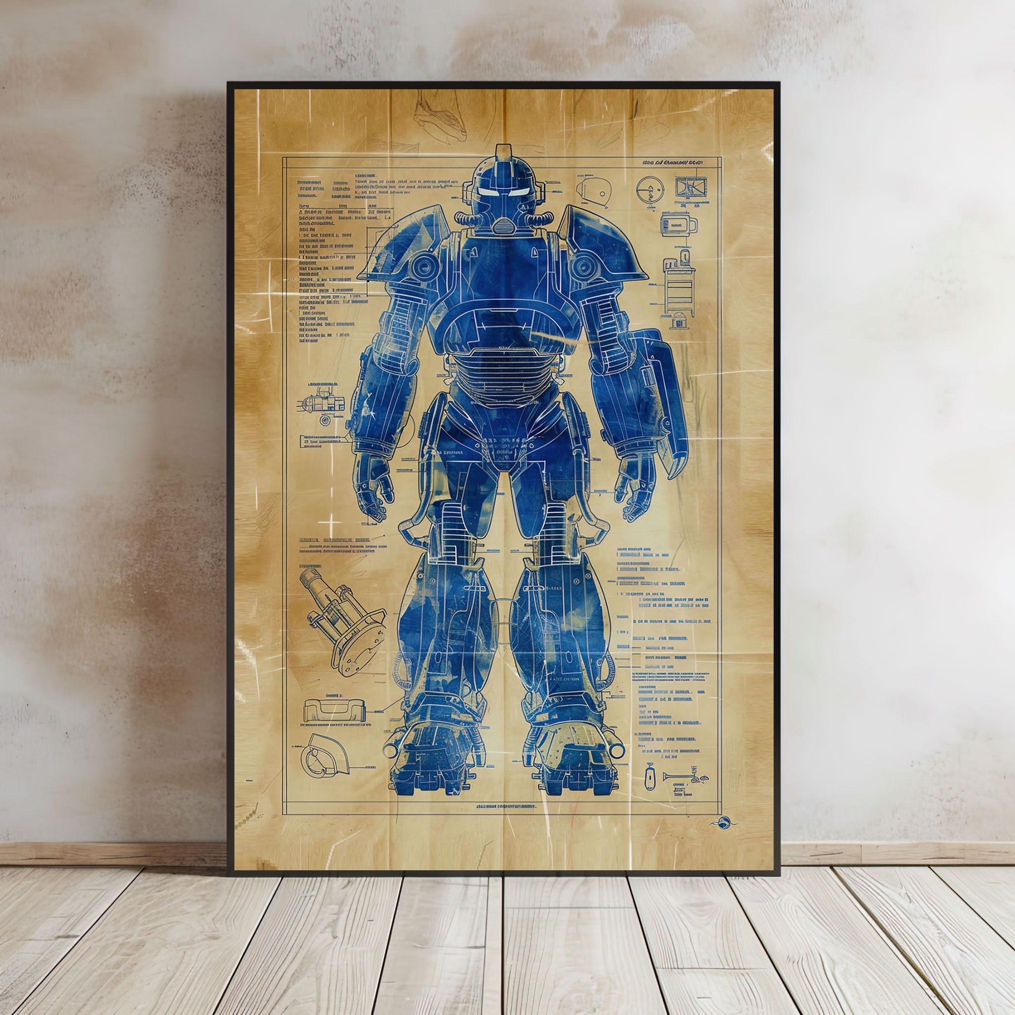 Power Armor Blueprint Schematic Poster Print Art, Gamer Gift Idea ...