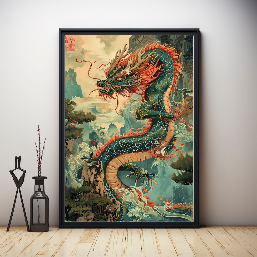 Chinese Dragon Print, Japanese Dragon Print, Asian Home Decor, Dragon ...