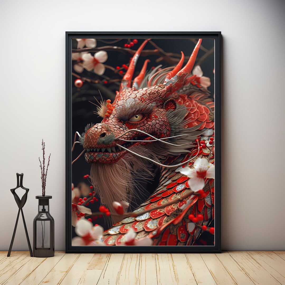 Chinese Dragon Print, Japanese Dragon Print, Asian Home Decor, Dragon ...