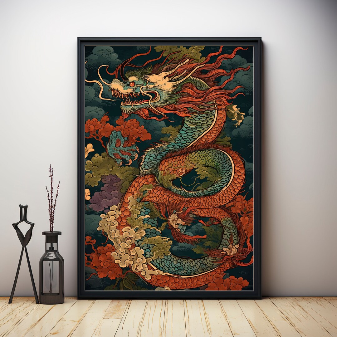 Chinese Dragon Print, Japanese Dragon Print, Asian Home Decor, Dragon ...