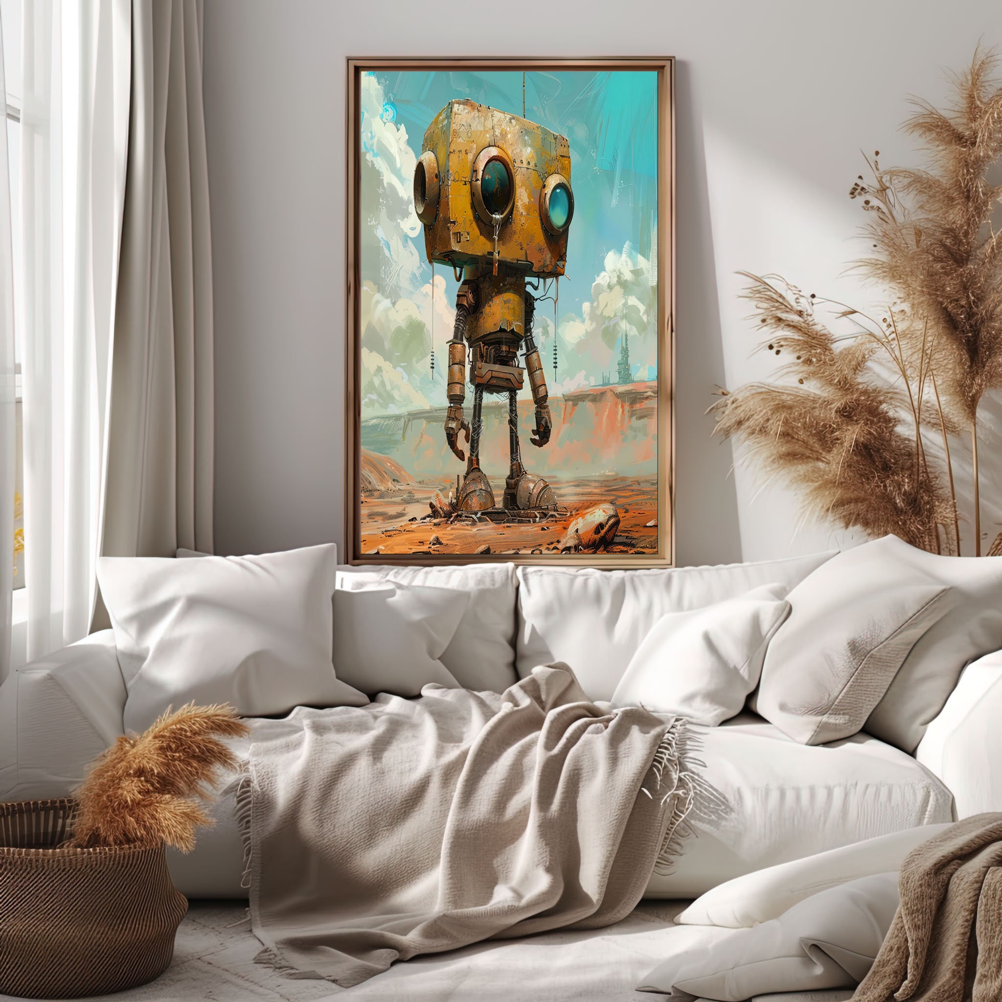 Robot Roaming the Wasteland Poster Print, Whimsical Robot Wall Art ...