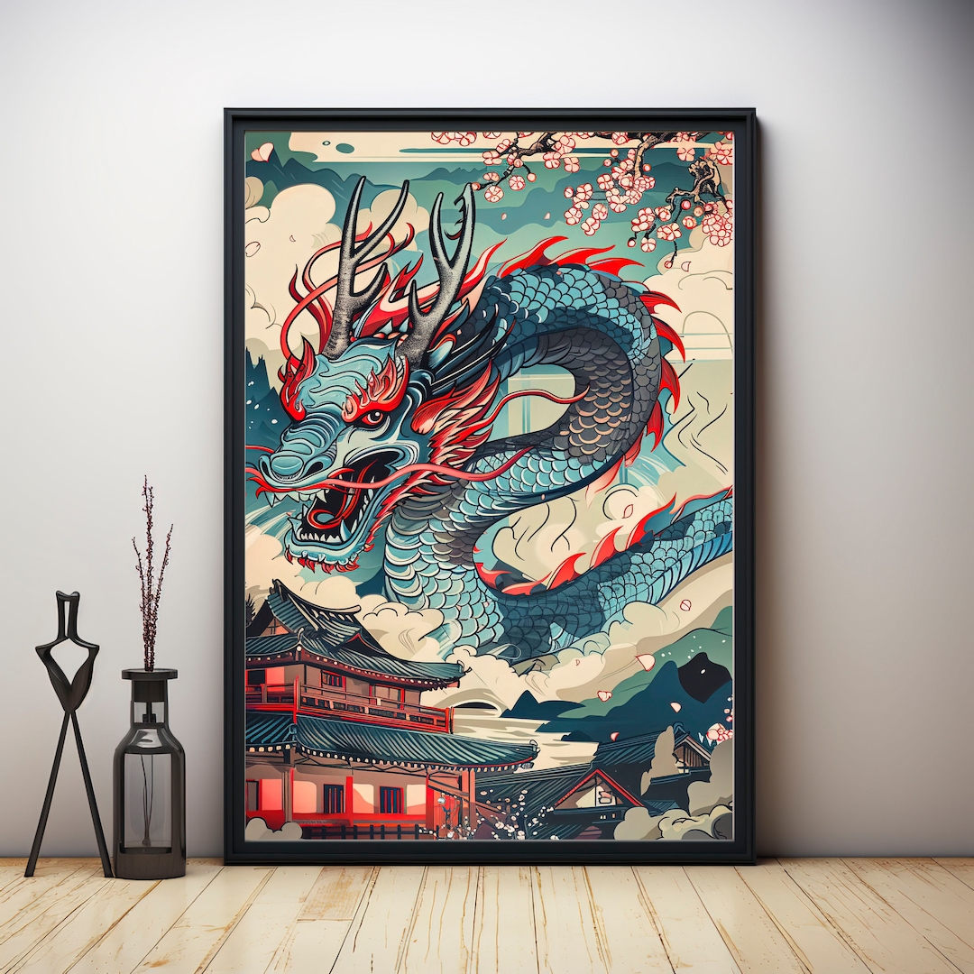 Chinese Dragon Print, Japanese Dragon Print, Asian Home Decor, Dragon ...