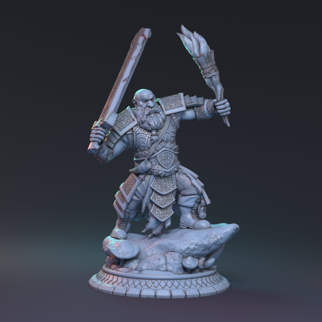 Male Dwarf Fighter by Mythreal Games 3D Printed RPG Miniature 32mm ...