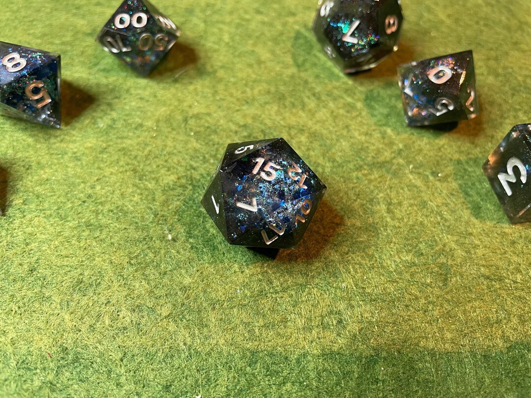Blue Geode Dice Set: Handmade Resin Sharp Edge Dice for D&D - Etsy