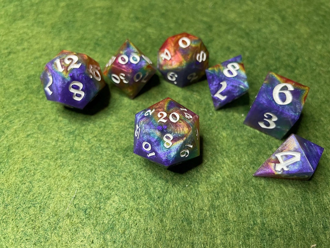 Rainbow Dice Set Pride Collection Handmade Resin Sharp Edge Dice for ...