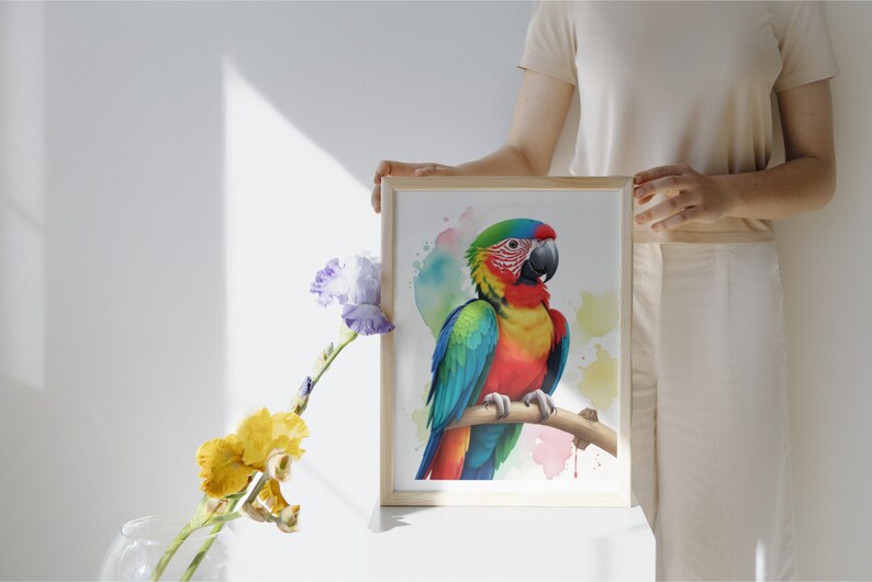 Tropical Brilliance: A Colorful Parrot in Digital Poster Print - Etsy