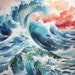 Ocean's Roar: Powerful Wave Landscape Digital Poster Print - Etsy